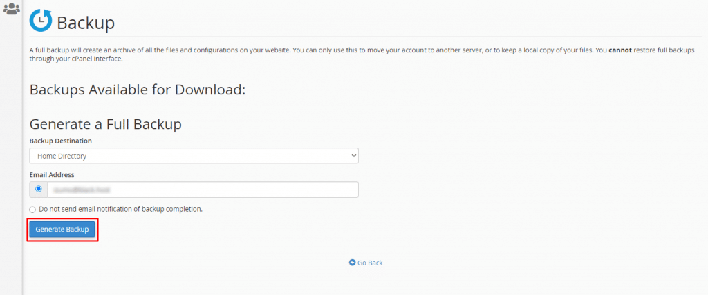 How To Make A Full Backup In Cpanel Knowledge Base Blackhost